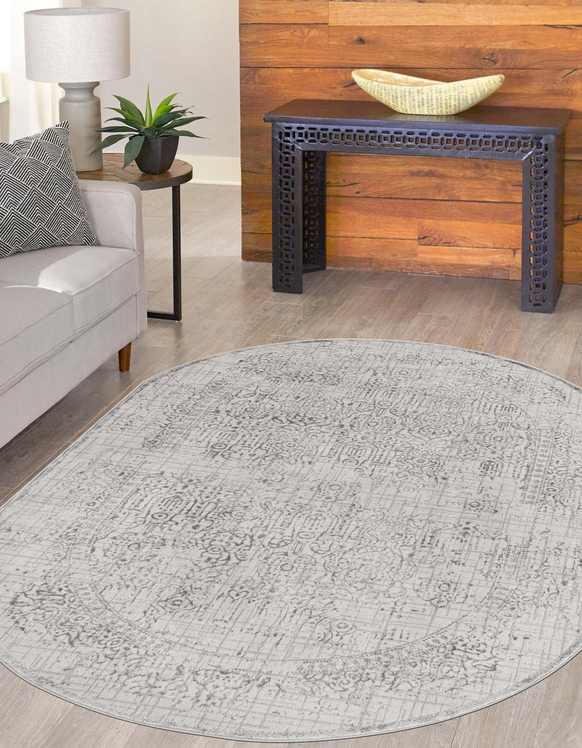 Rugs.com Derbyshire Collection Rug – 5' x 8' Oval Gray Medium Rug ...
