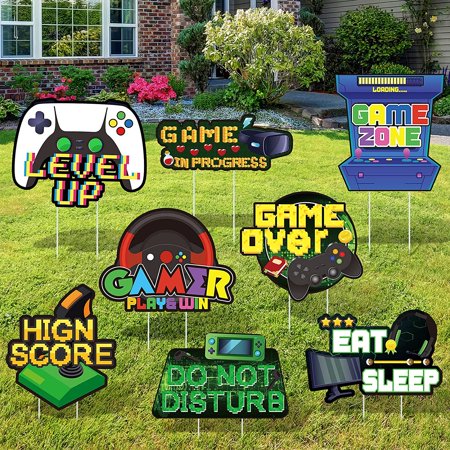 8 Pieces Game Zone Party Yard Sign Video Game Party Yard Sign Game ...