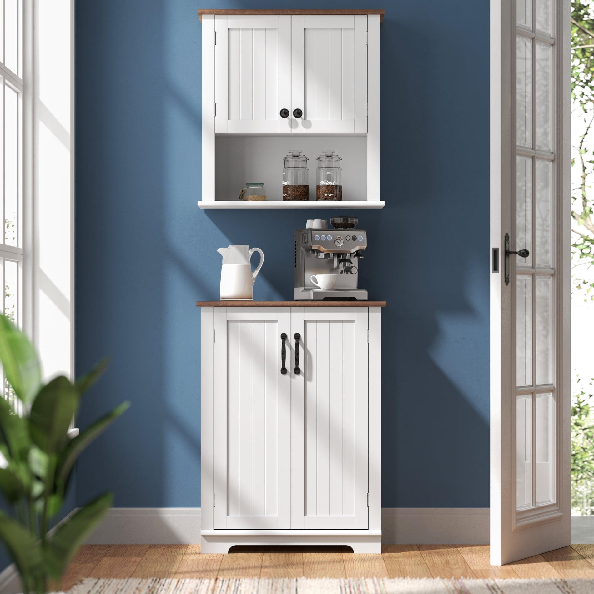 WAMPAT Free Standing 3 Tier Bathroom Cabinet, White Wood 31.5" Cupboard ...