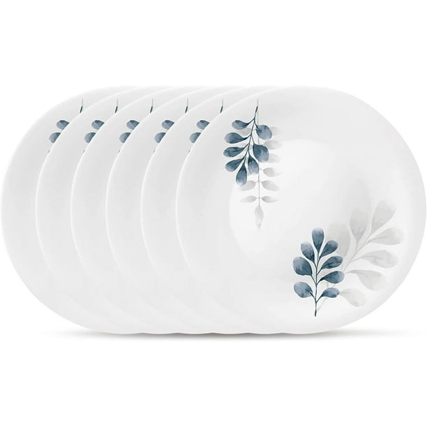 Bormioli Rocco White Moon Botanica Blue, Set Of 6, 10.75" Dinner Plates ...