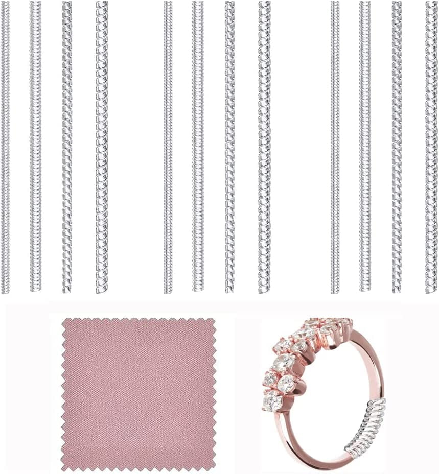 |12 Pack, 4 Sizes with Jewelry Polishing Cloth |Ring Size Adjuster for ...