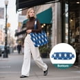Blue Tone Argyle Pattern Plaids Women's Quilted Tote HandBag Beach Bag ...