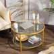 Ktaxon 31.5" Round Coffee Table with Open Storage Shelf,2-Tier ...