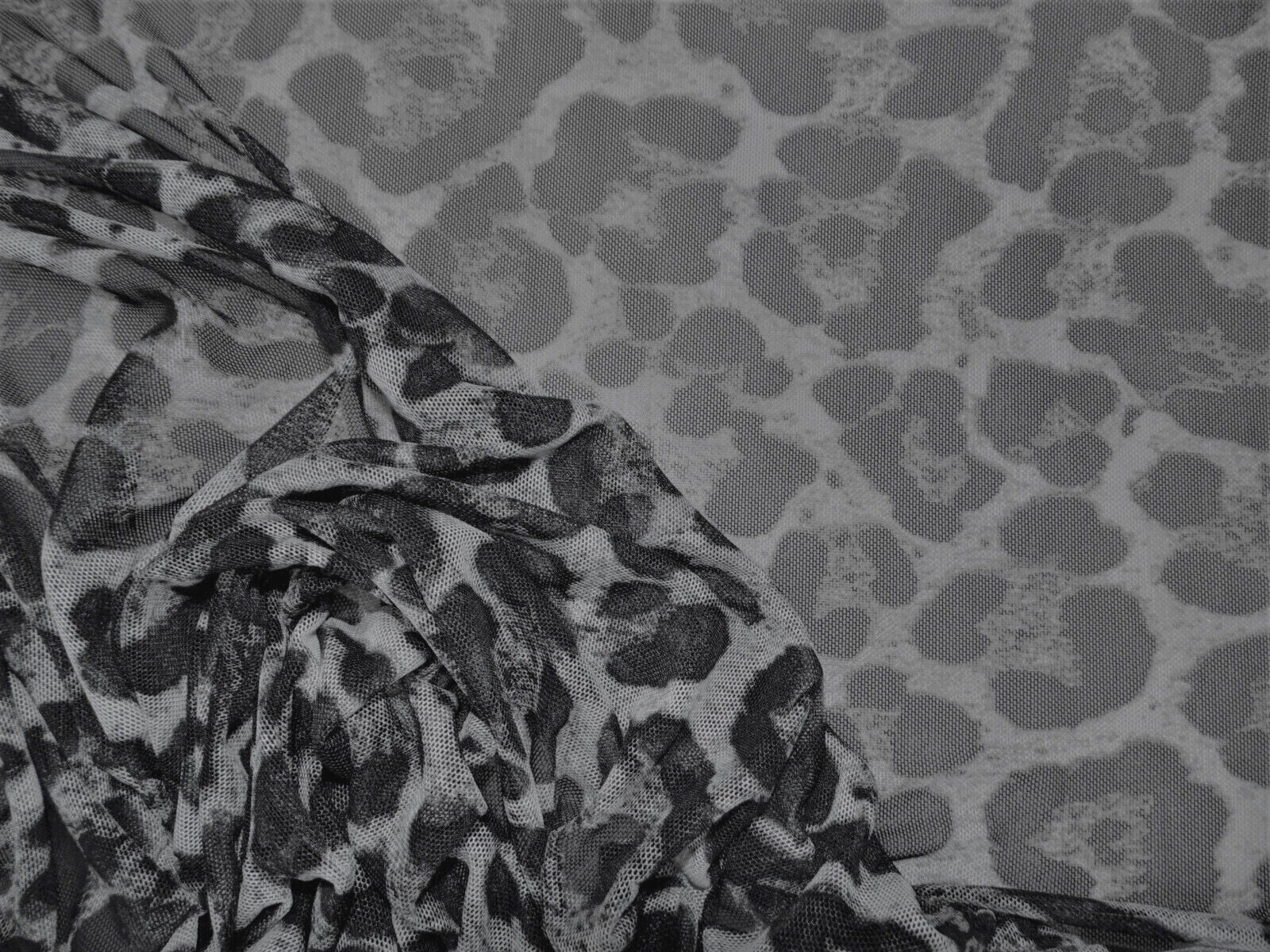 PowerNet Stretch Mesh Nylon Spandex Sheer Printed Gray Black Cheetah ...
