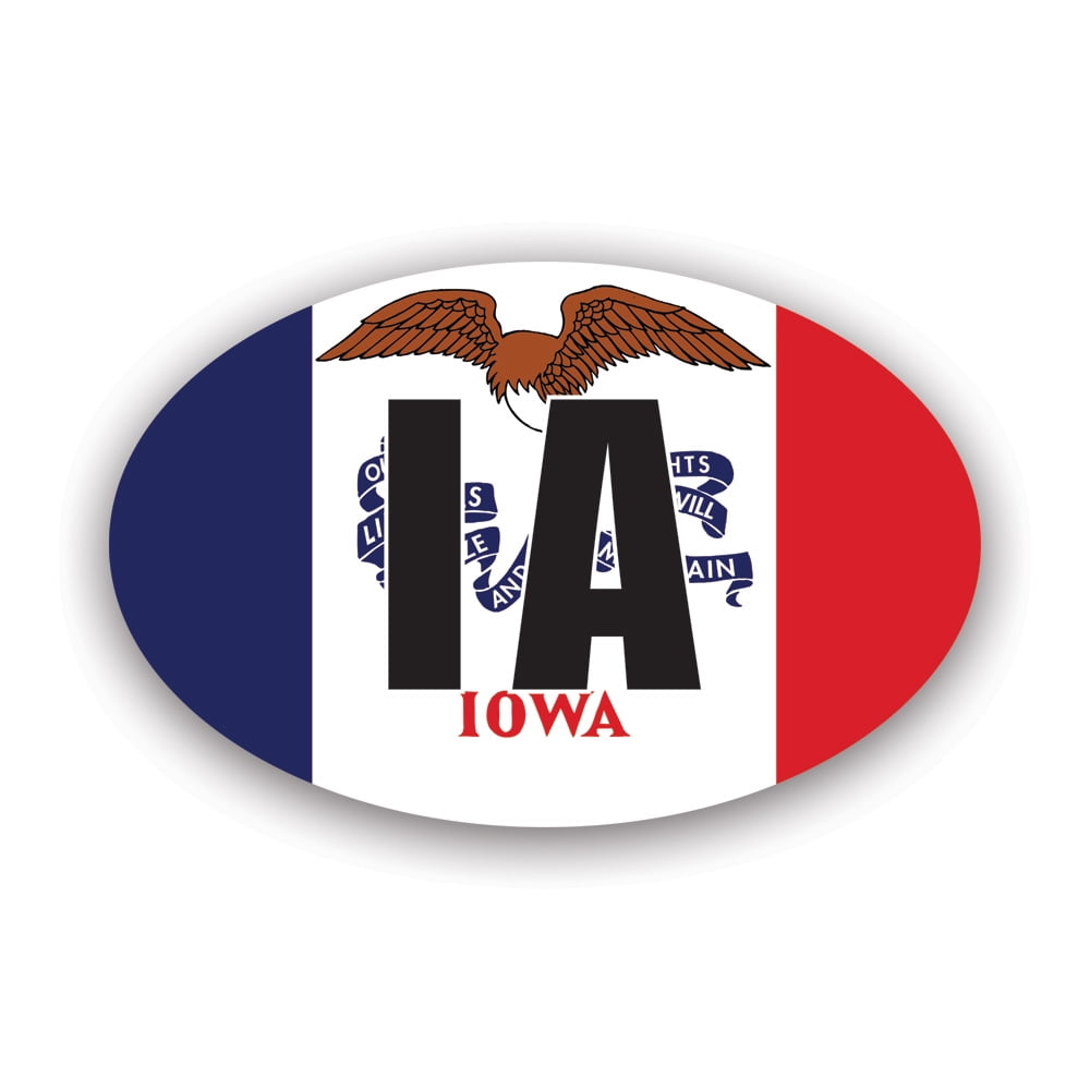 Iowa Flag Oval Sticker Decal - Self Adhesive Vinyl - Weatherproof ...