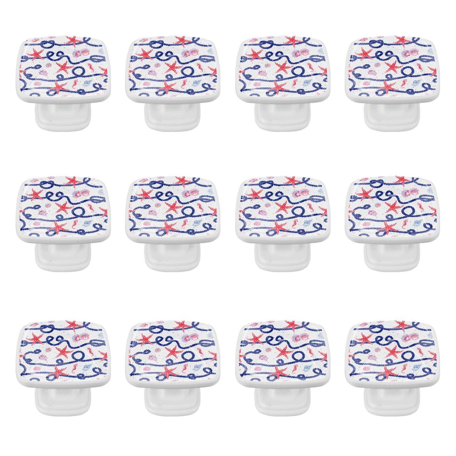 12 Pieces Drawer Pulls Handle Square Wardrobe Cabinet Starfish Knobs ...