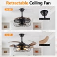 48" Black Remote Control Ceiling Fan Light – Industrial 4-Blade Fan ...
