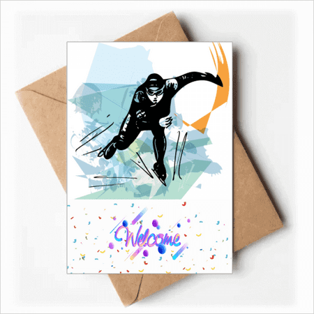 Winter Sport Speed Skating Male Athletes Welcome Back Greeting Cards ...