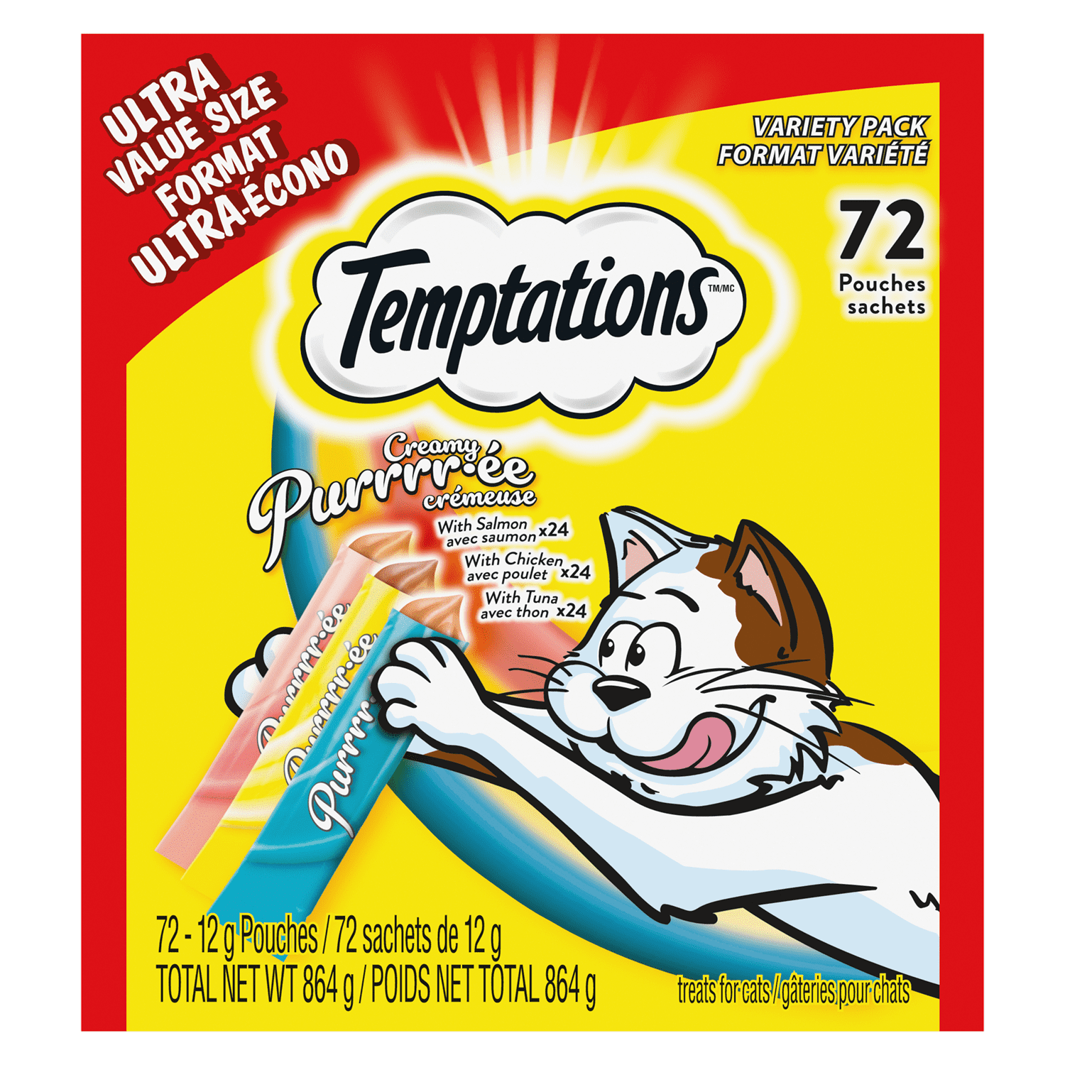 TEMPTATIONS CREAMY PURRRR-ÉE Cat Treats with Chicken & Salmon & Tuna ...