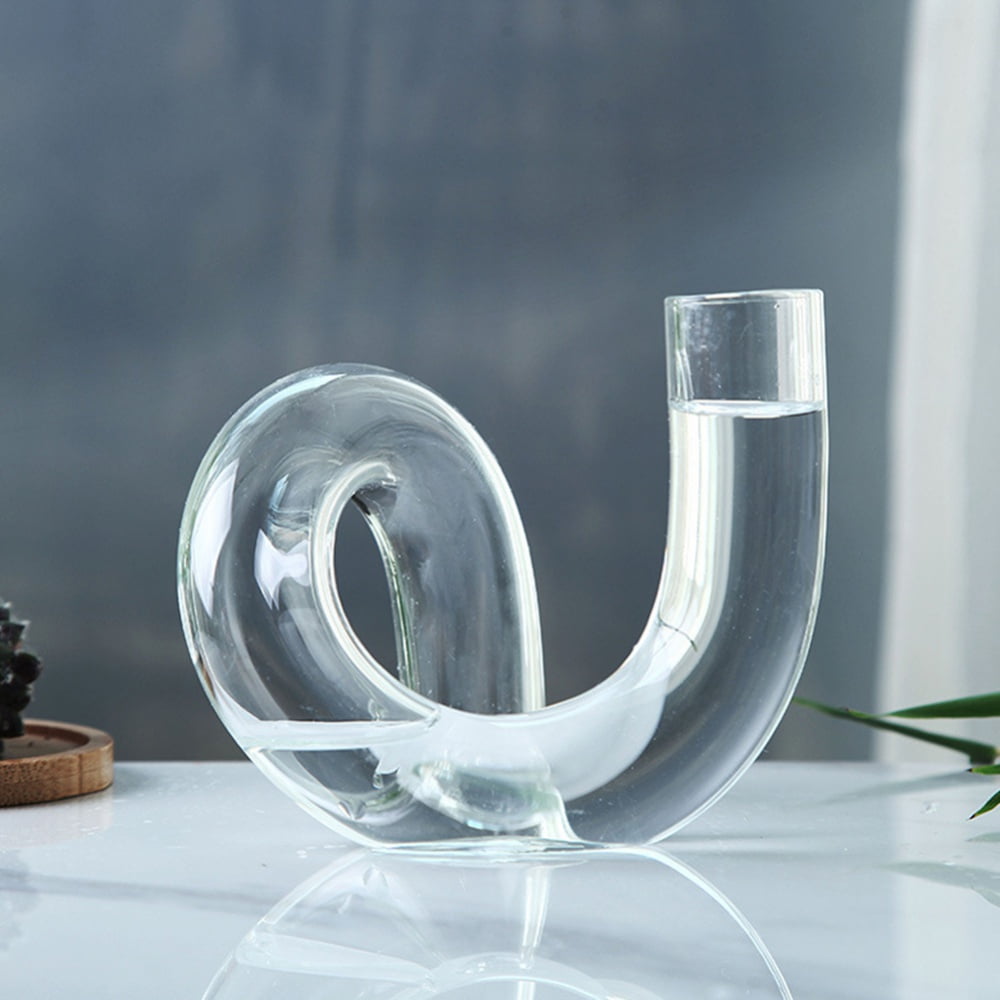 Twist Pipe-Shaped Glass Flower Vase Modern Minimalist Abstraction ...