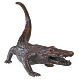 Design Toscano Gator on the Prowl: Spitting Bronze Alligator Garden ...