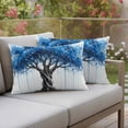 2 Pack Outdoor Waterproof Throw Pillow Covers,Natural Watercolor Blue ...