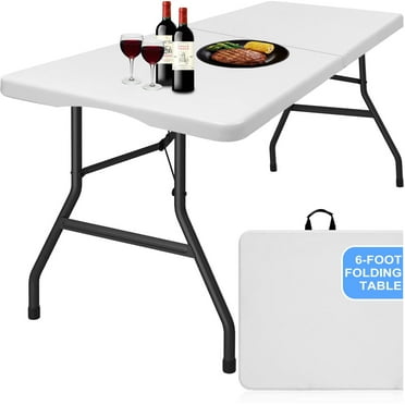 Costway 6' Folding Table Portable Plastic Indoor Outdoor Picnic Party Dining Camp Tables ...