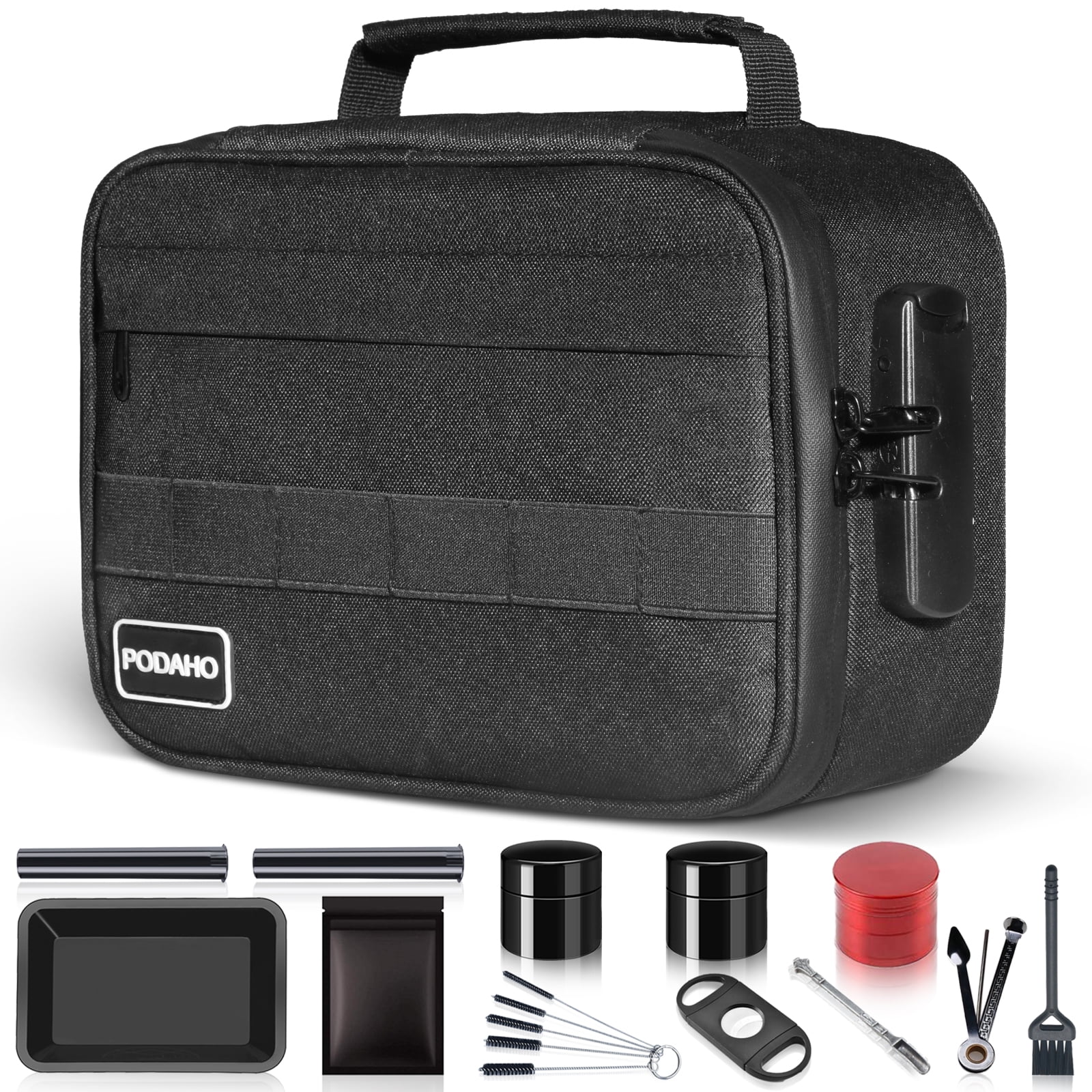 PODAHO Large Smell Proof Storage Case with 11 Small Items, Portable ...