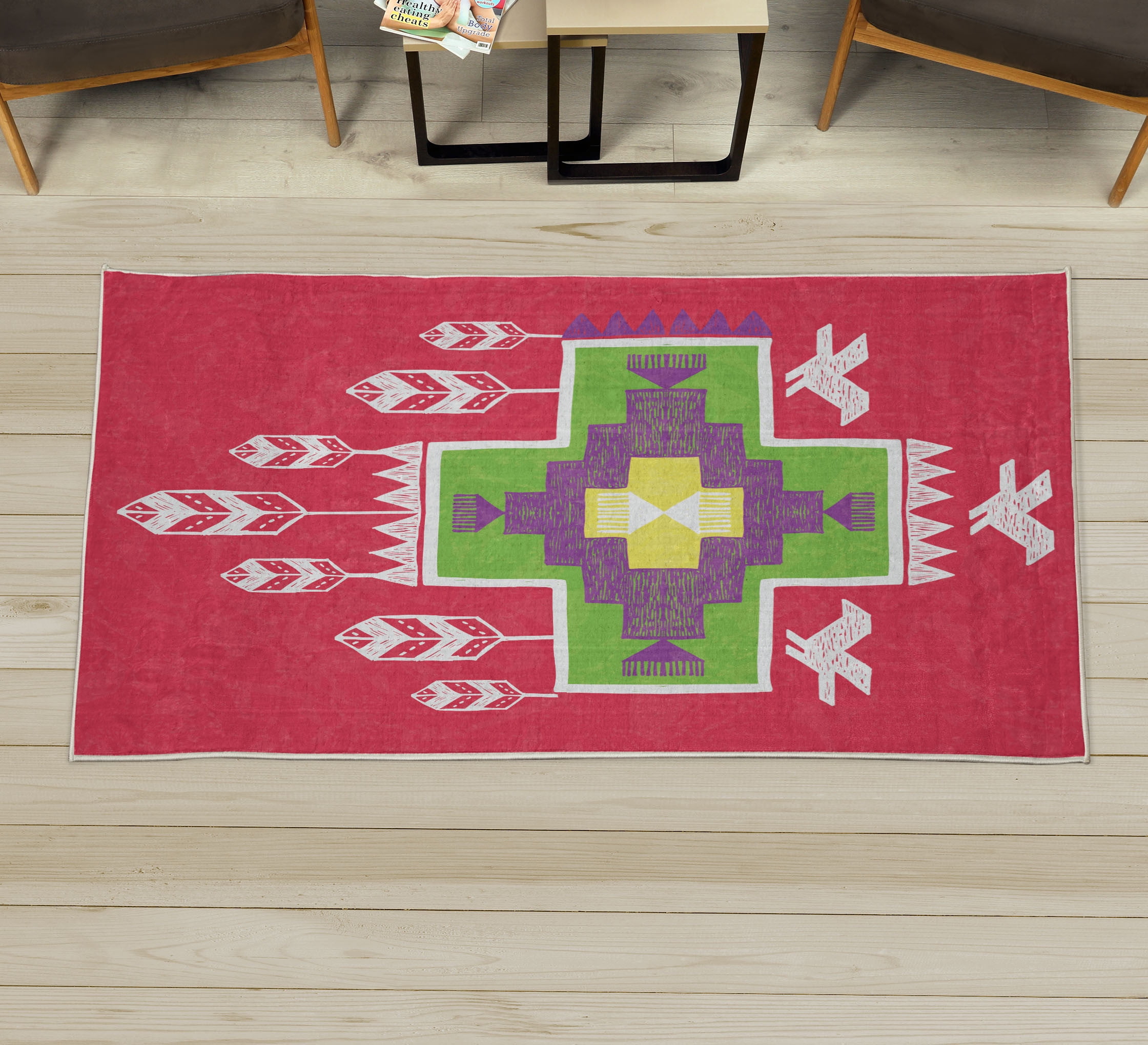 Tribal Decorative Rug, Hand Drawn Dreamcathcher Folkloric Birds Image ...