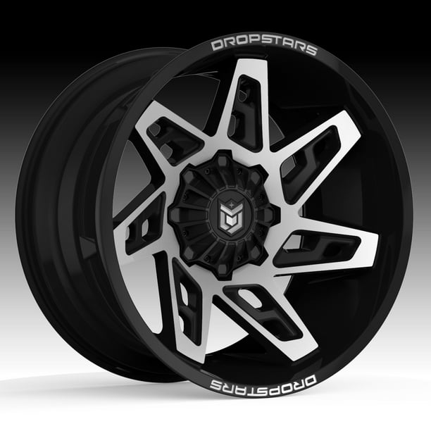DROPSTARS 653mb deep concave 22x12 -44et 108.00mm gloss black mirror ...