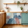 Blue Red Beige Palm Leaves Cabinet Curtains for Kitchen 28"Wx35"L ...