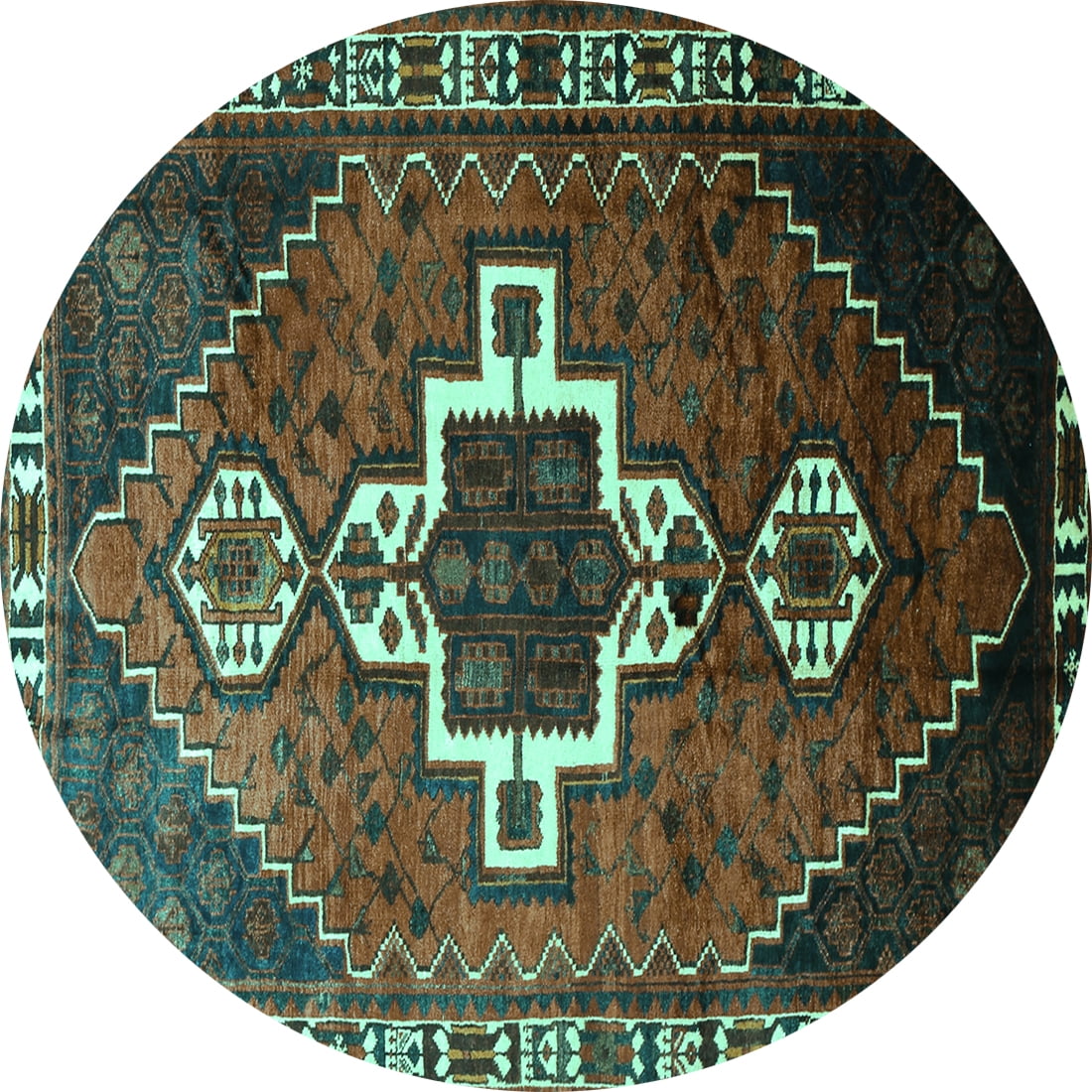 Ahgly Company Indoor Round Persian Turquoise Blue Traditional Area Rugs ...
