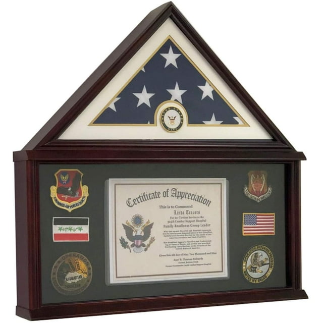 DECOMIL - Large Military Shadow Box Frame Memorial Burial Funeral Flag ...