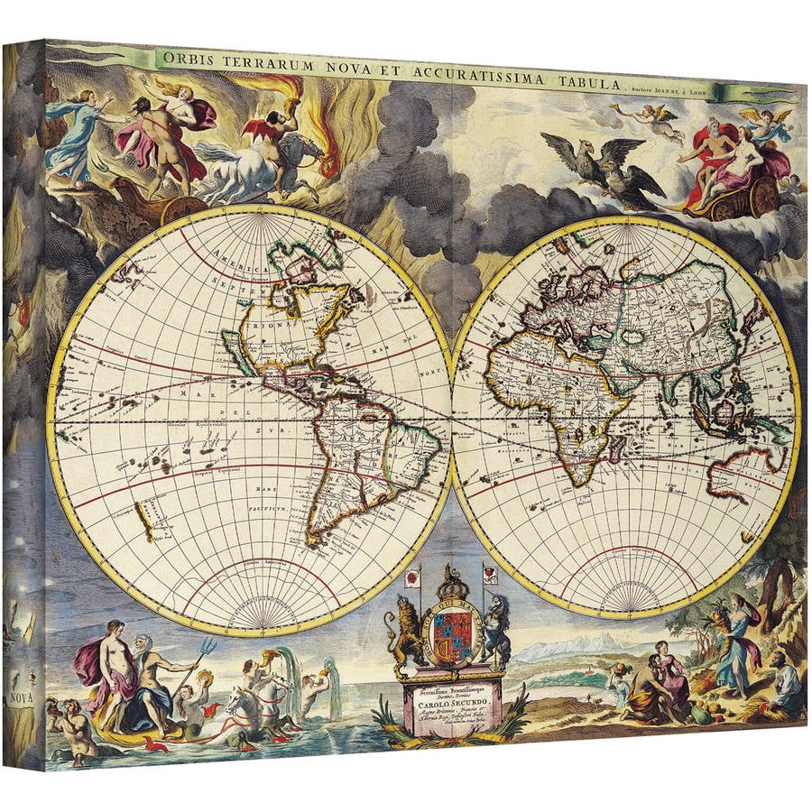 Loanne A Loon "Map Of The World" Gallery-Wrapped Canvas - Walmart.com