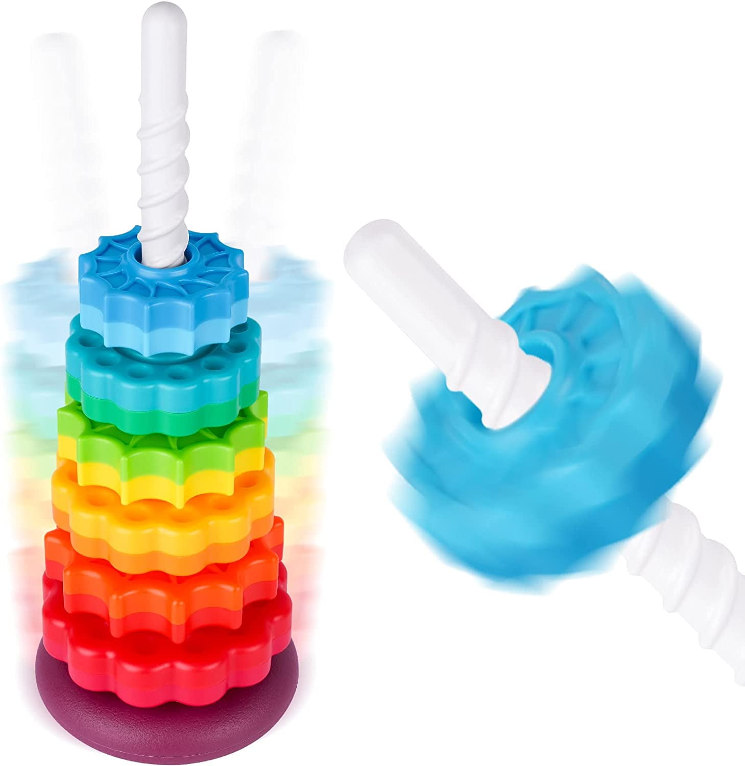 NiToy Spinning Stacking Toy for Kids, Rainbow Tower Dual-Color Spinning ... NiToy Spinning Stacking Toy for Kids, Rainbow Tower Dual-Color Spinning ...