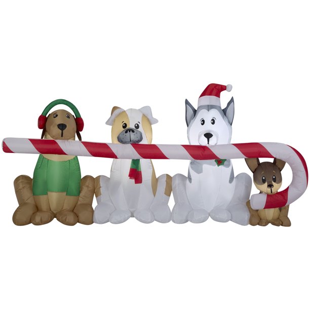 Airblown Inflatables Puppies Sharing a Big Candy Cane Scene - Walmart.com