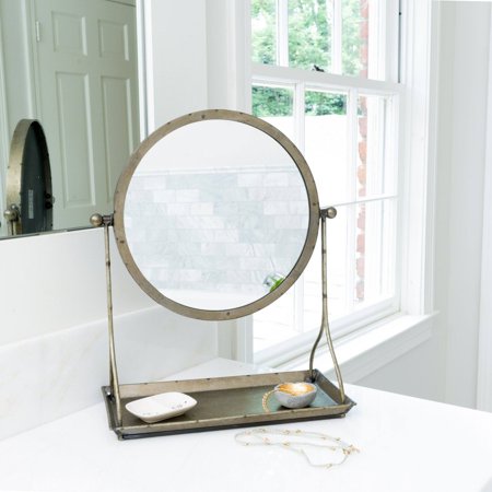 3R Studios Round Mirror Stand with Tray - 14.1W x 17.4H in. - Walmart ...