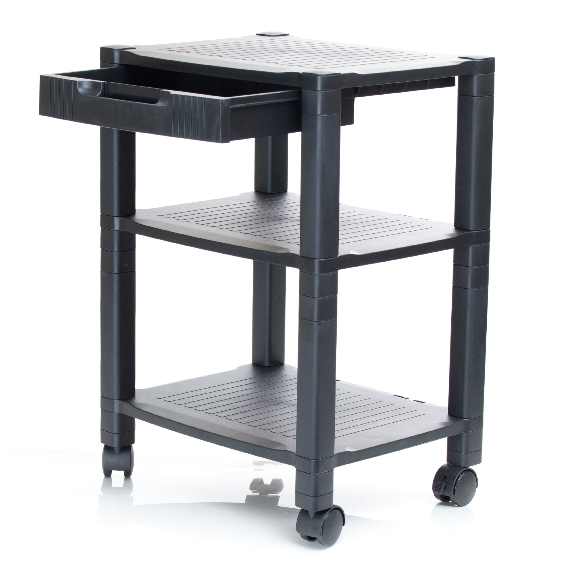 Mind Reader 3-Shelf Printer Cart, Stand with Wheels, Drawer, Cord ...