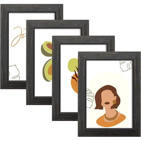 Hersh 8x10 Picture Frames 4 Pack, Distressed Gold Rustic Photo Frame ...