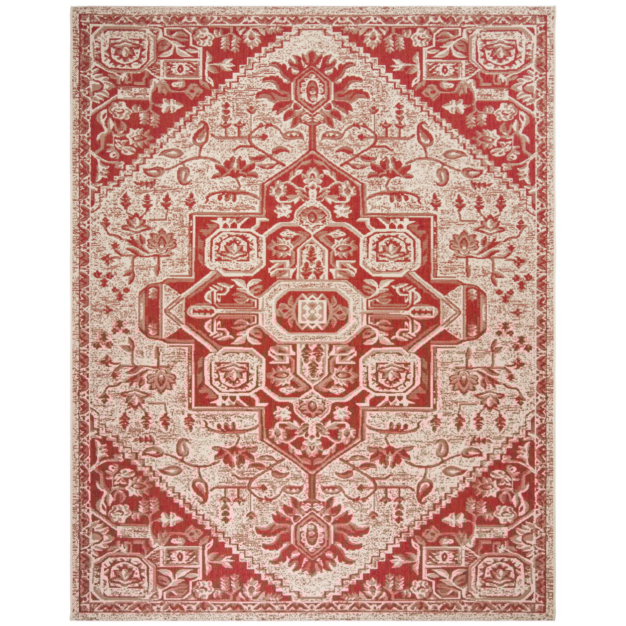 SAFAVIEH Outdoor LND138Q Linden Collection Red / Creme Rug - Walmart.com