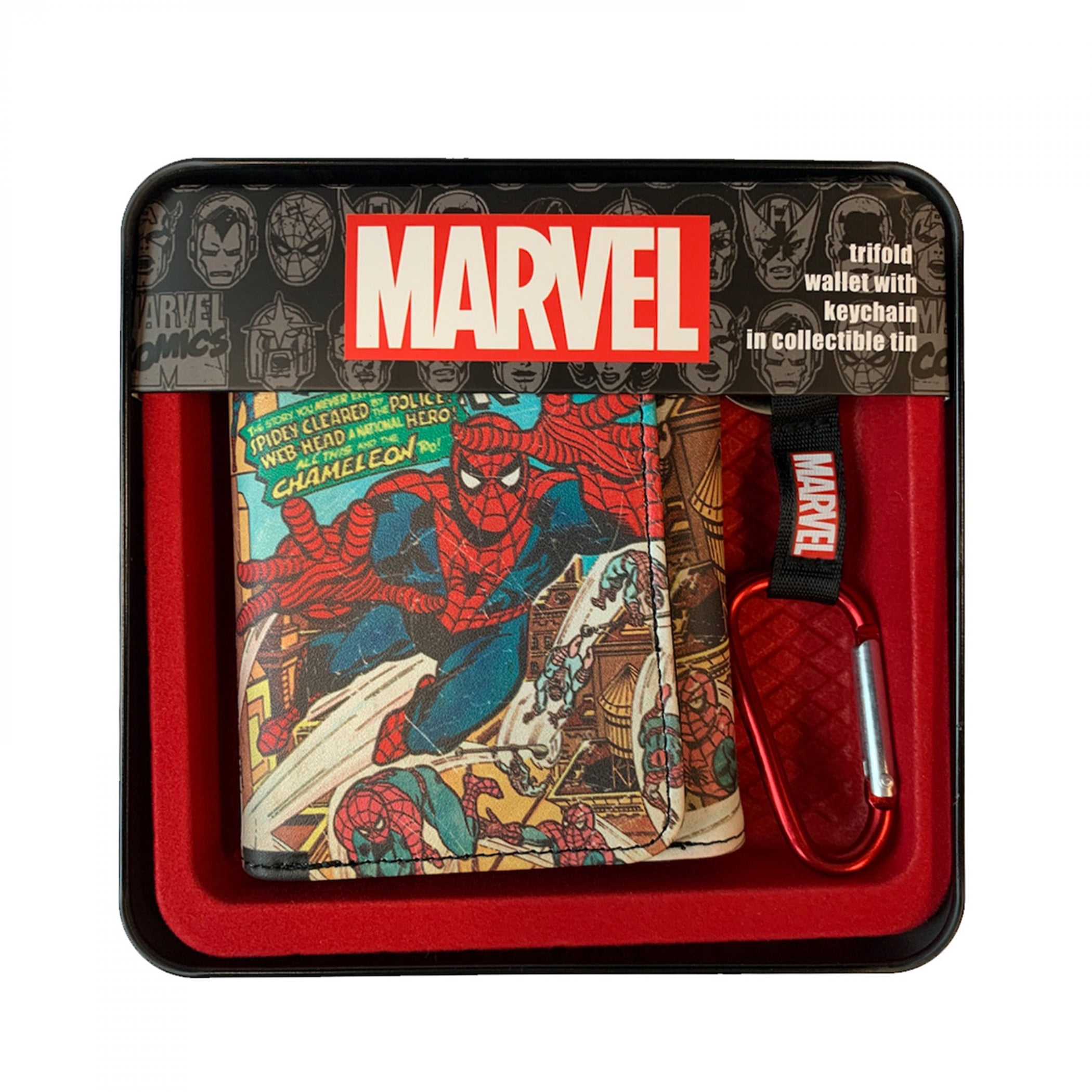 Spider-Man Comic Cover Gift Set of Trifold Wallet and Carabiner FOB ...