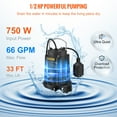 VEVOR Submersible Sump Pump 1/2HP 3960GPH Stainless Steel Float ...