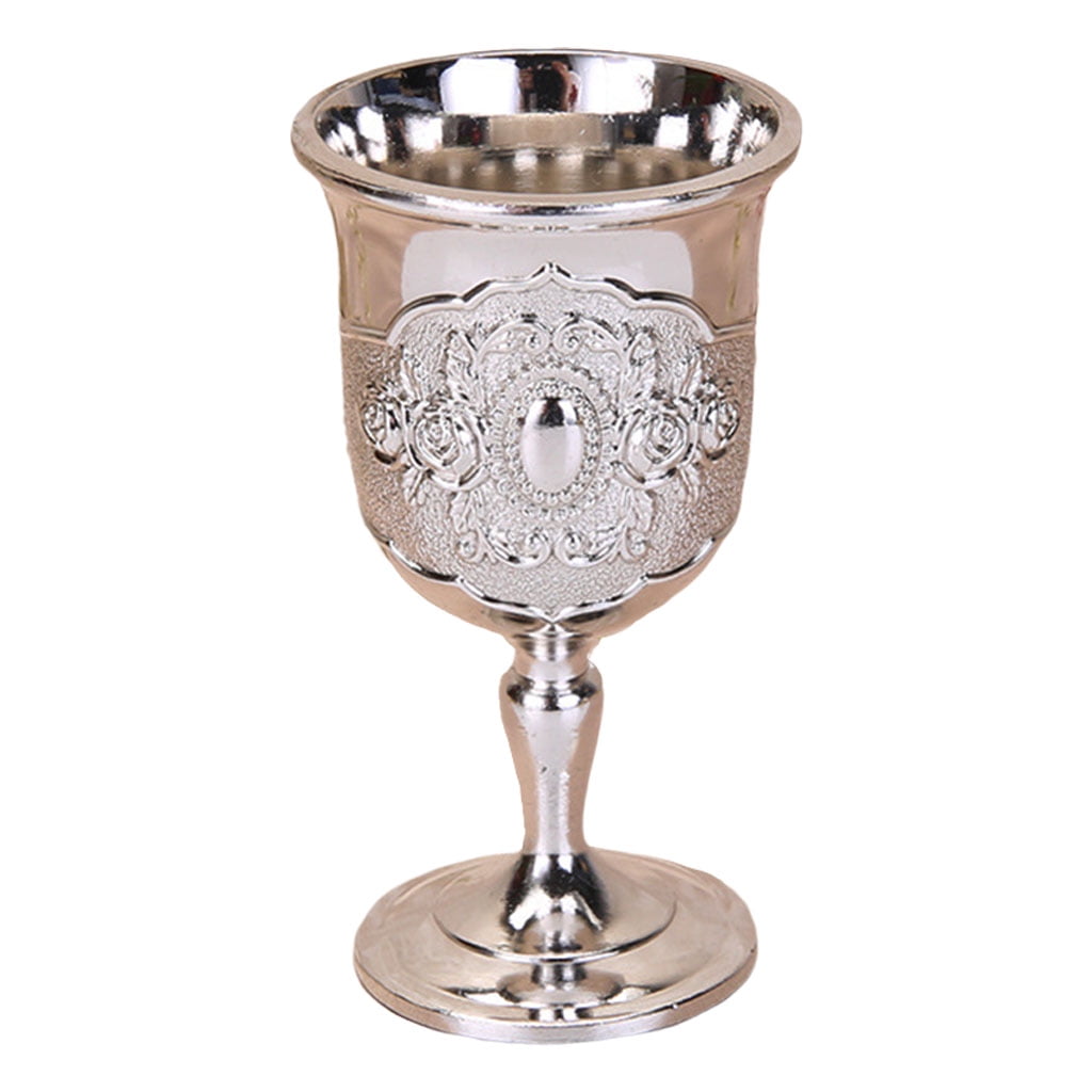 Retro Metal Small Goblet Carving Pattern Handmade Cup Glass Dinners ...