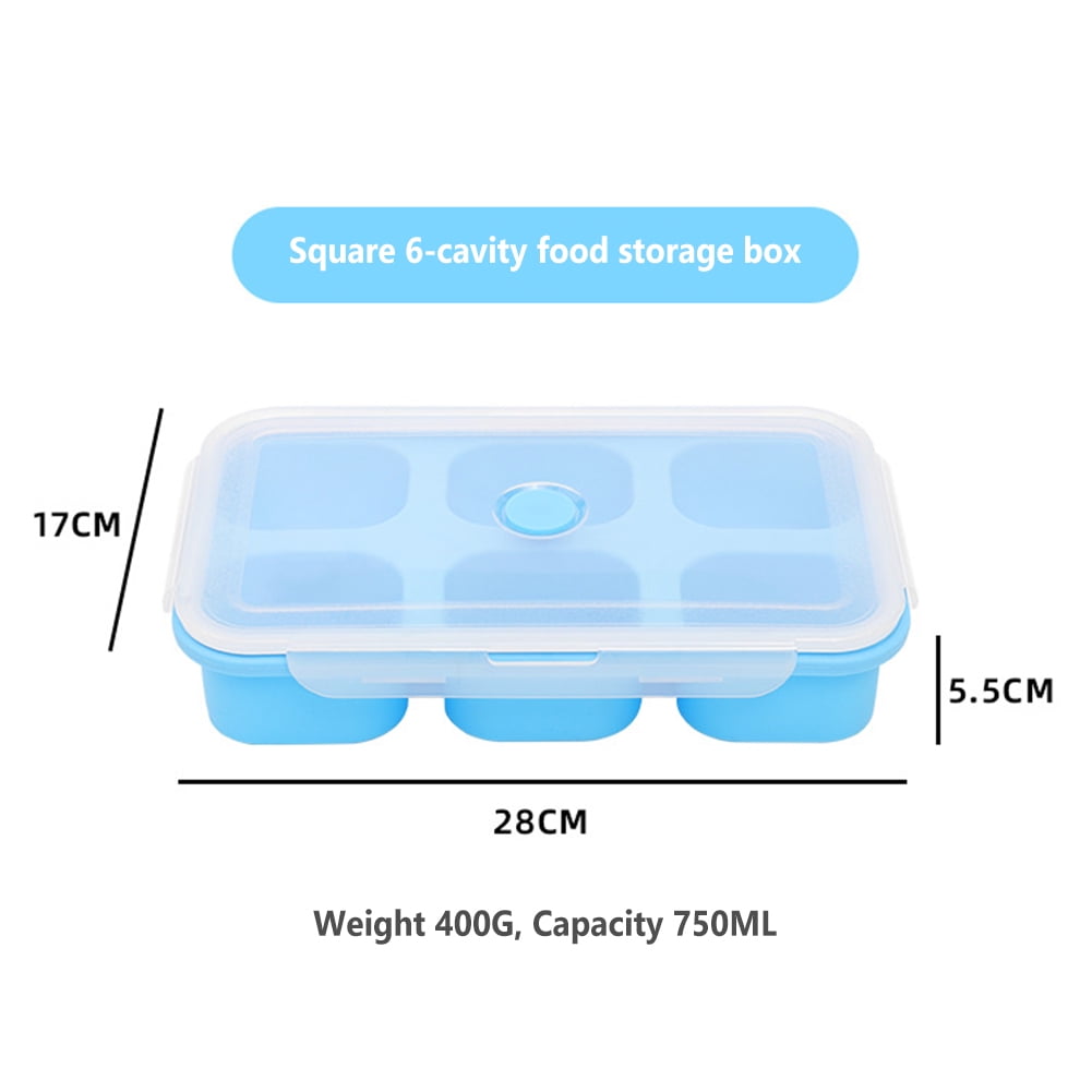 Silicone Freezing Tray with Lid, 6-cavity Portable Storage Box with ...