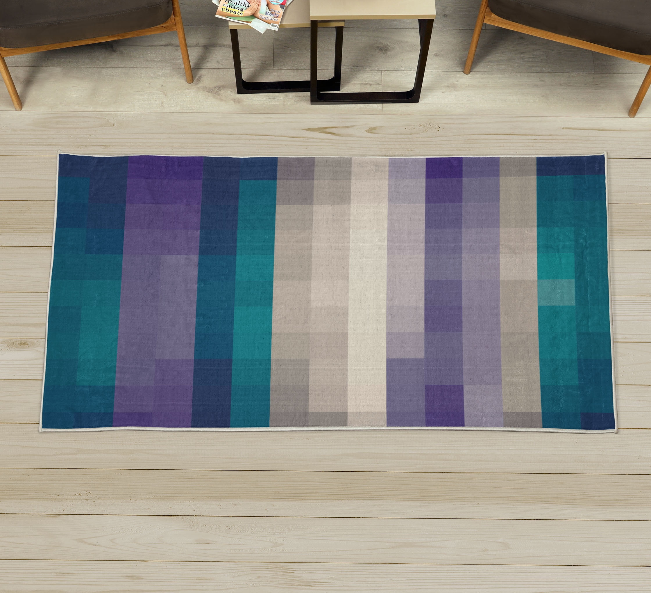 Palette Decorative Rug, Abstract Vortex Swirls and Shapes Pattern ...