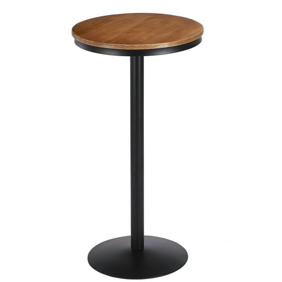 42" Height Round Bar Table with Solid Wood Top and Sturdy Metal Base ...
