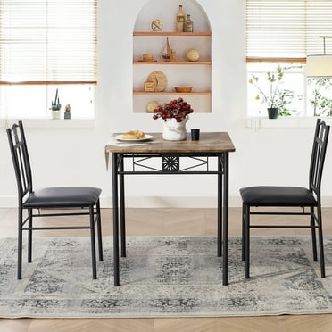 Homury 3 Piece Dining Table Set with Cushioned Chair Small Kitchen ...