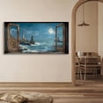 Beach Window Canvas Wall Art - Large Nautical Lighthouse Moon Canvas ...