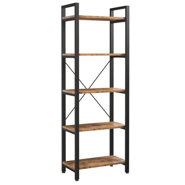 IRONCK Bookshelf Vintage Frame 12.7"W x 23.6"D x 65.2"H 5-Shelf MDF ...