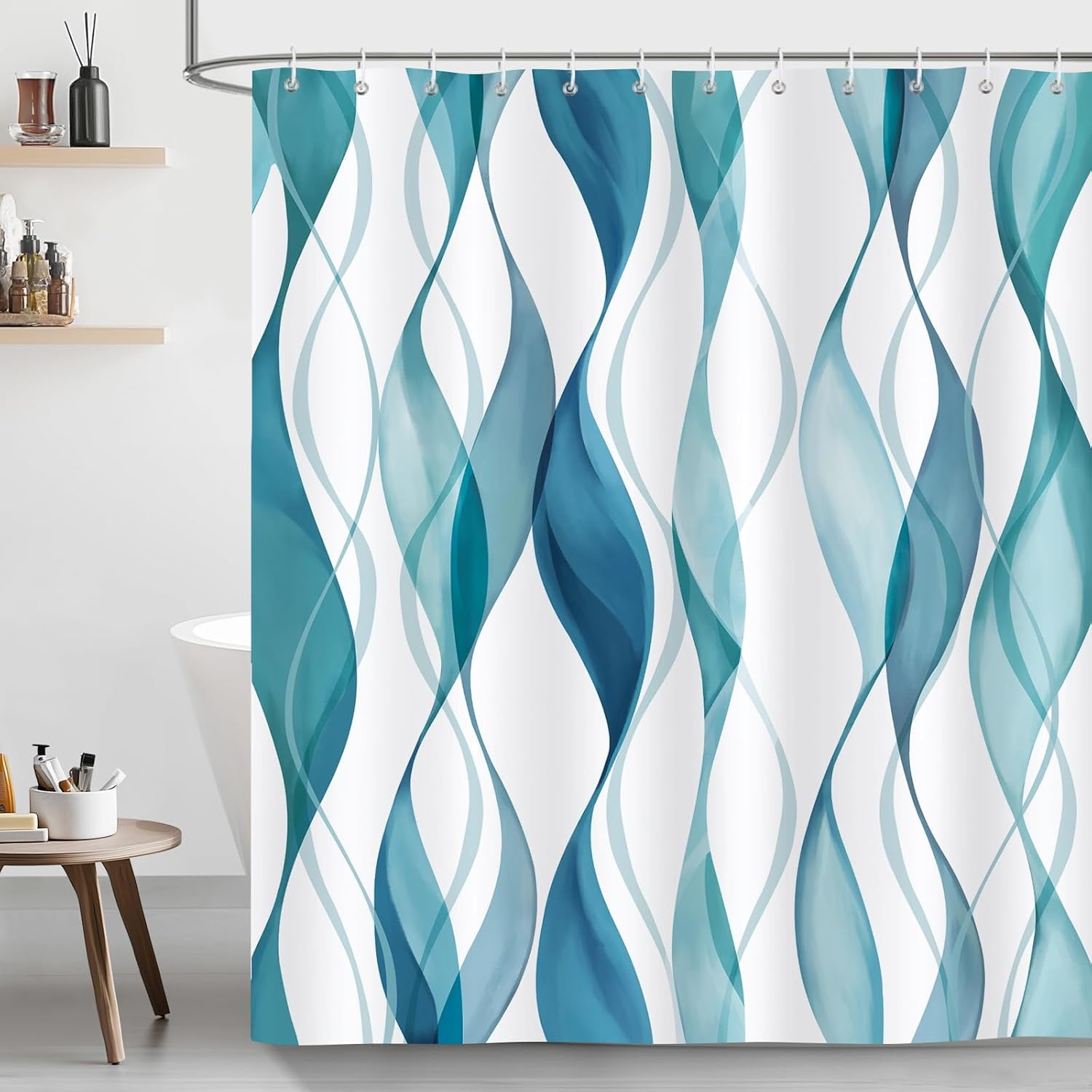 Click here for Faty-T Blue And Teal Striped Shower Curtain  Abstr... prices