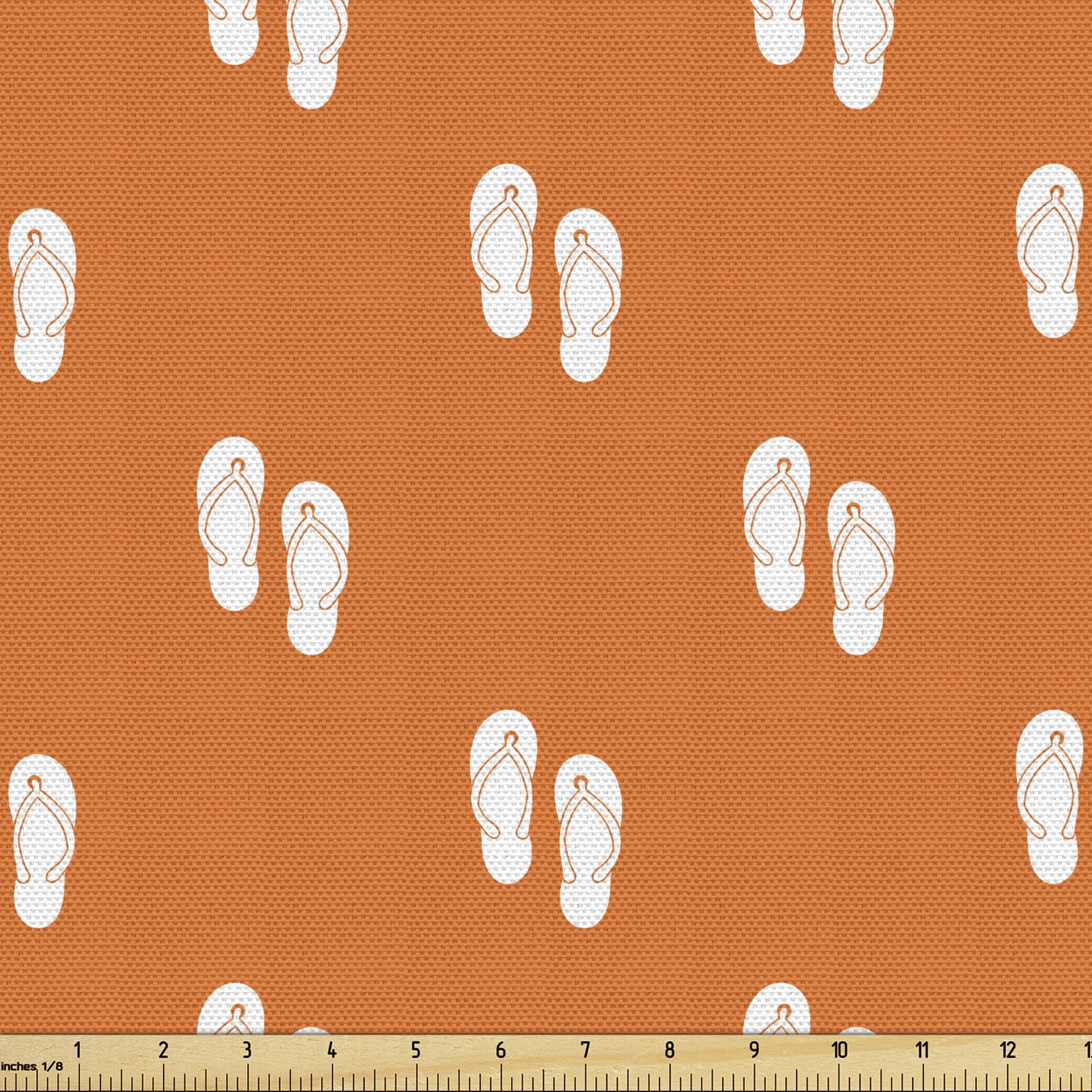 Flip Flop Fabric by the Yard, Repeating Pattern Pair of Beach Thong on ...