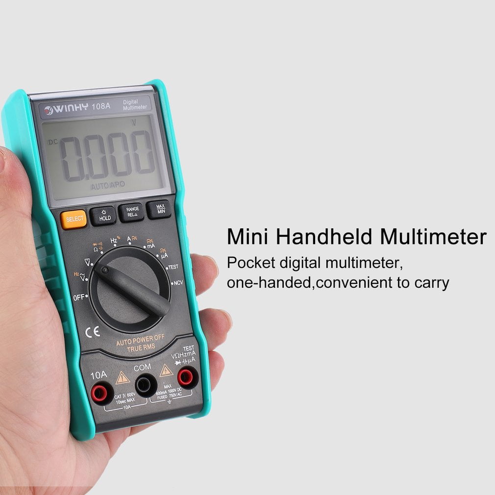 108A Mini Pocket Digital Multimeter True RMS AC/DC Volt Amp Ohm NCV HV ...