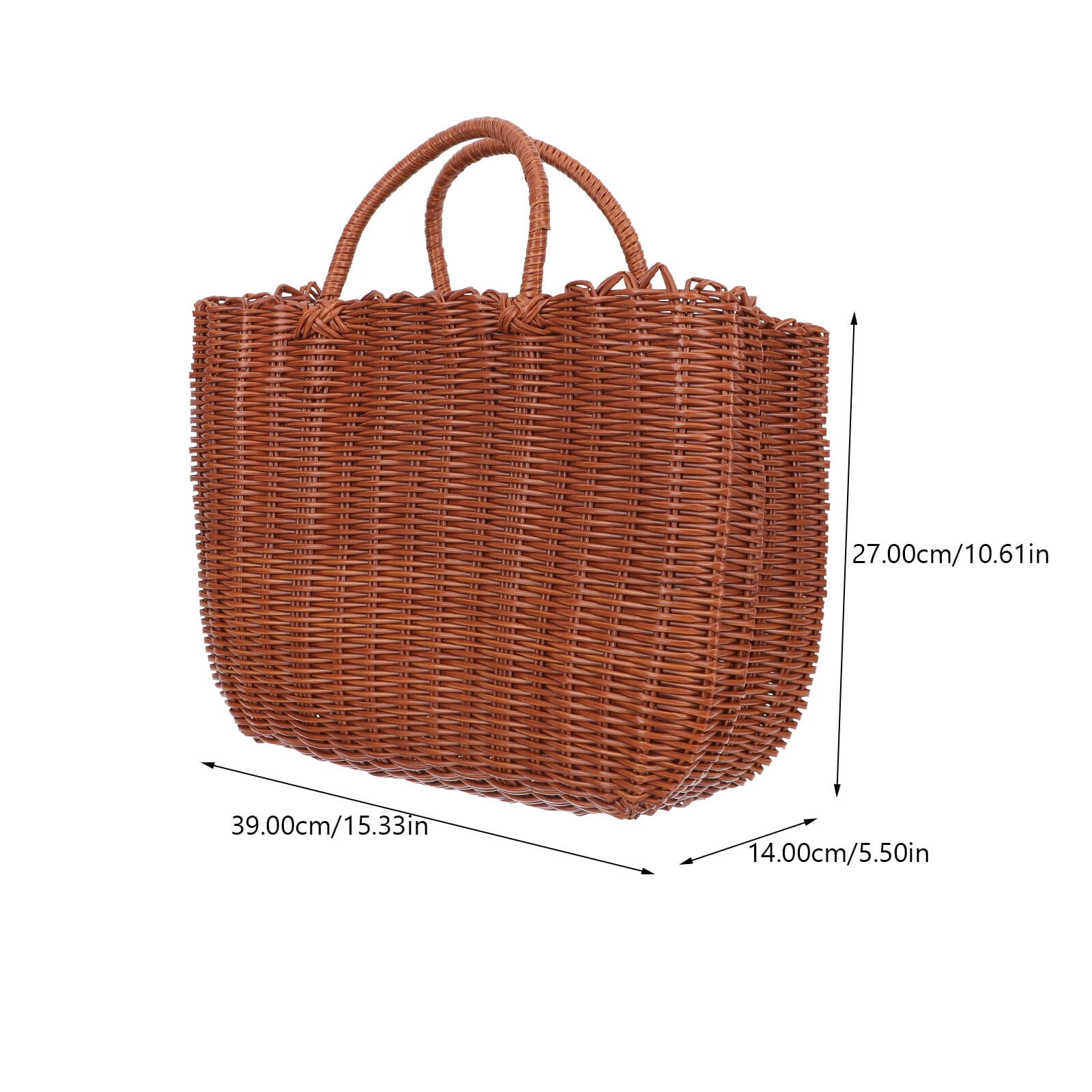 Imitation Rattan Fruits Basket Handle Vegetable Basket Picnic Basket ...