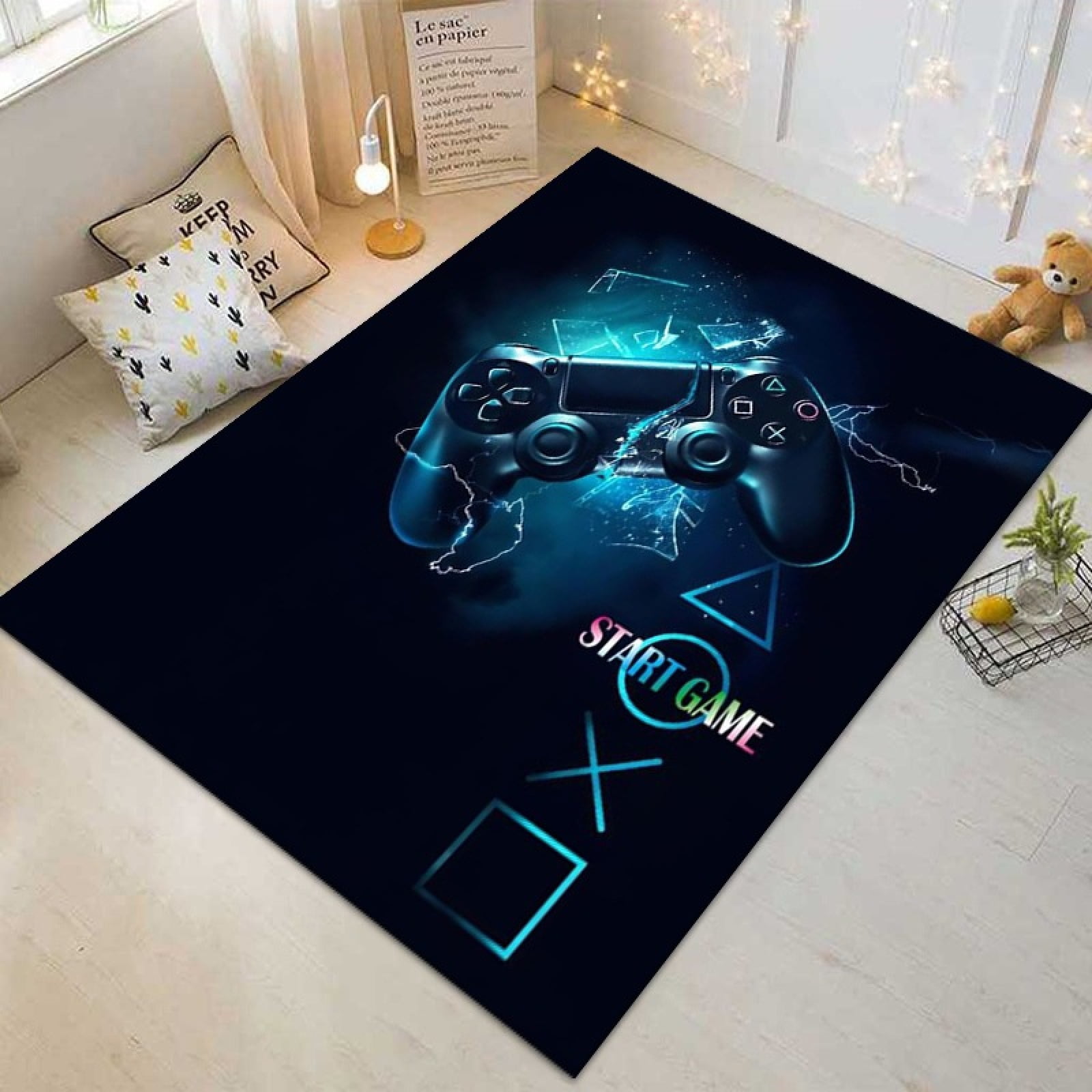 Gamer Controller Area Rug Non Slip Colorful Gaming Rugs Printed Gamepad ...