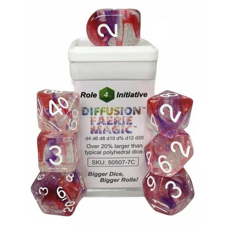 Set of 15 Dice: Diffusion Faerie Magic w/ Arch'd4 3 Arch'd4, 4D6, 2D8 ...