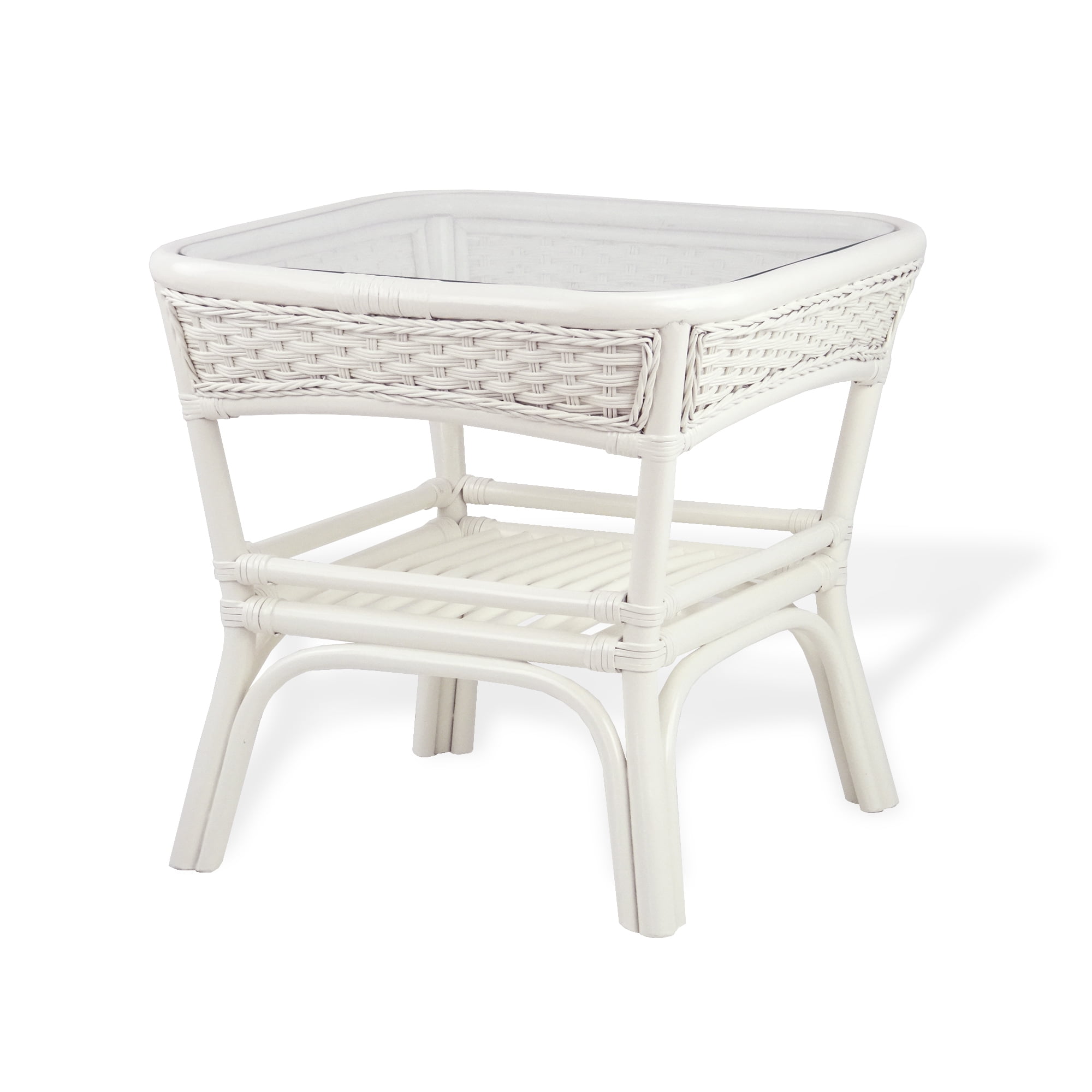 Alexa Square Coffee Table White Color Natural Rattan Wicker Handmade ...