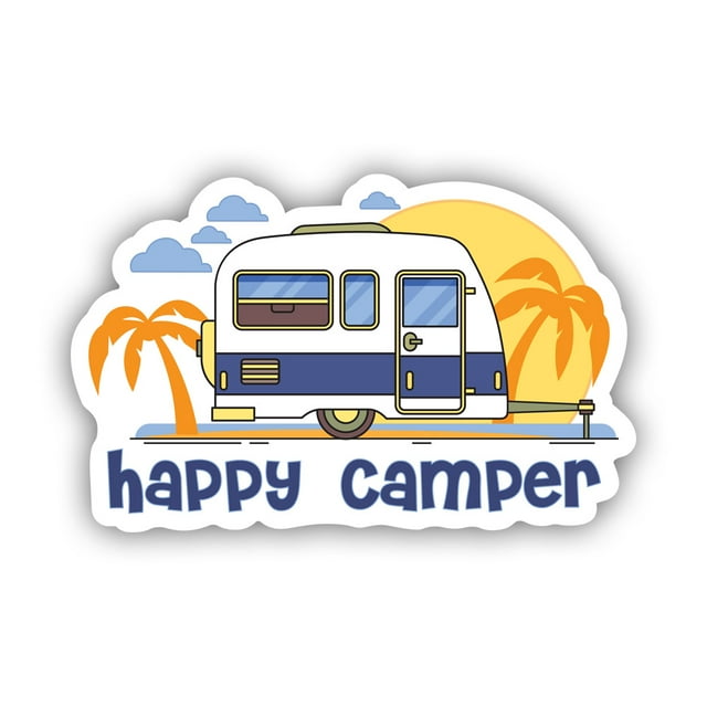 Happy Camper Sticker Decal - Self Adhesive Vinyl - Weatherproof - Made ...