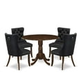 Modern 5 Piece Kitchen Dining Set - Round Table with Dropleaf & 4 ...