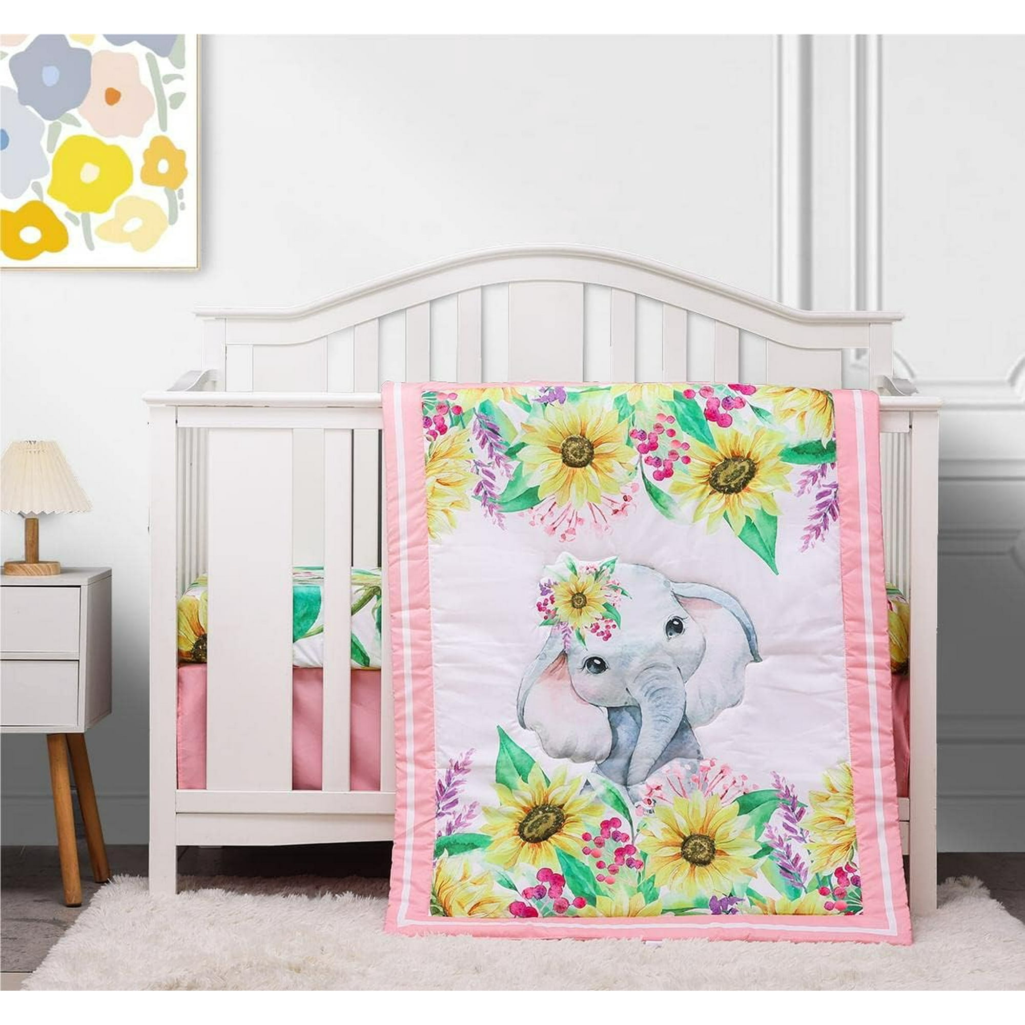 Click here for Sweet Baba Pink Cartoon Elephant Crib Bedding Set... prices