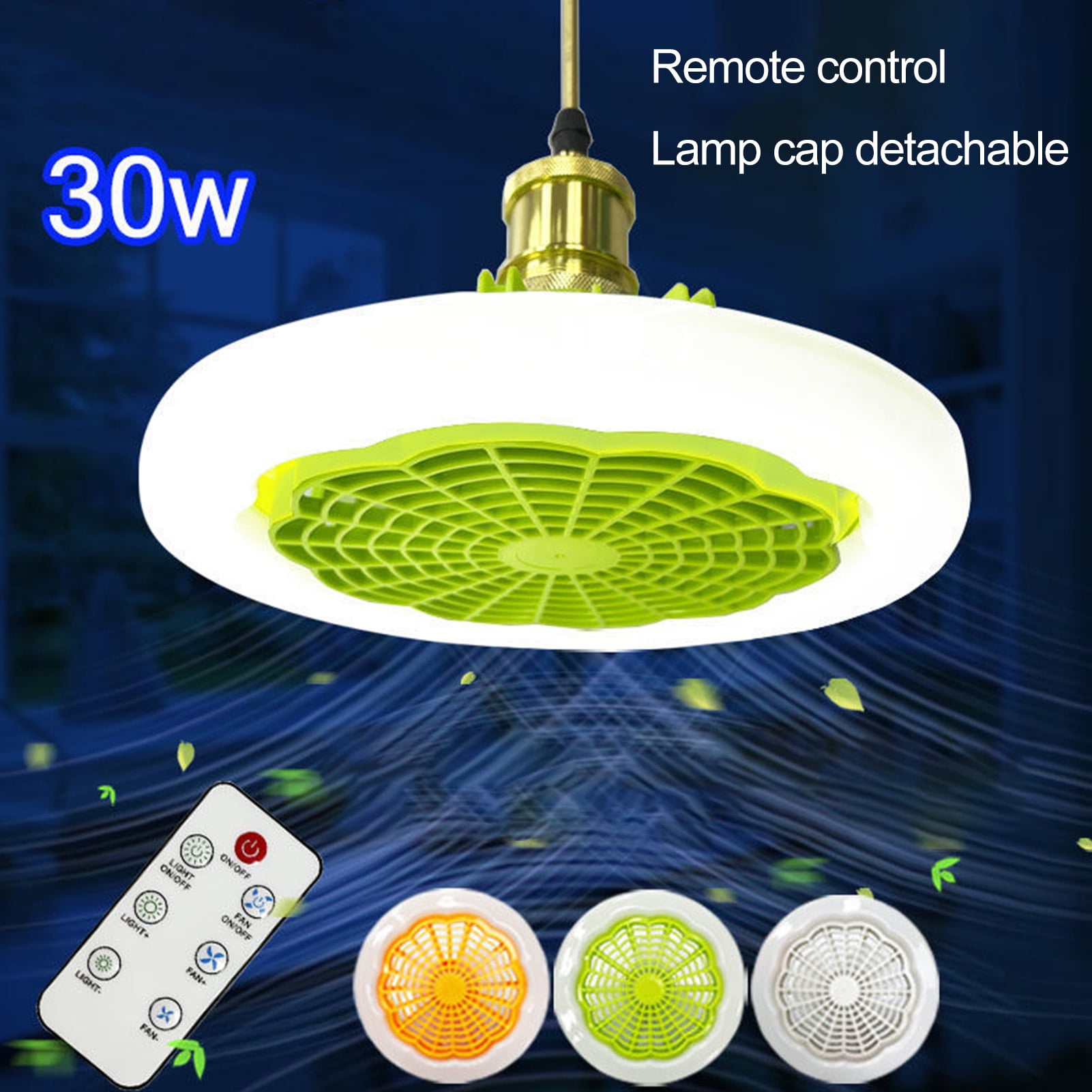 Anvazise Ceiling Fan Light Remote Control Low Noise Detachable Light ...